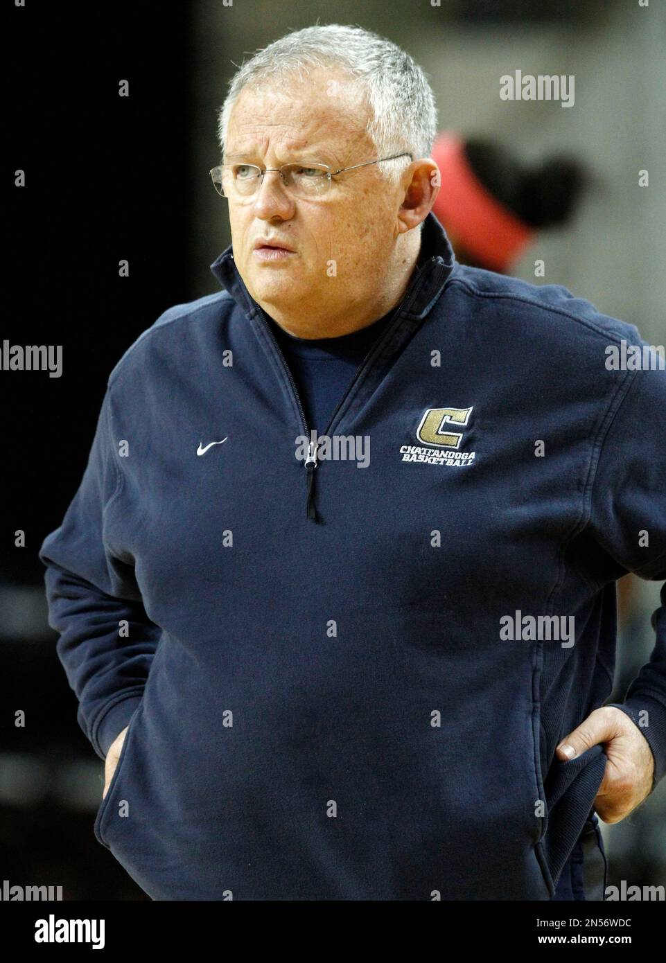 Chattanooga head coach Jim Foster watches his team practice for the ...
