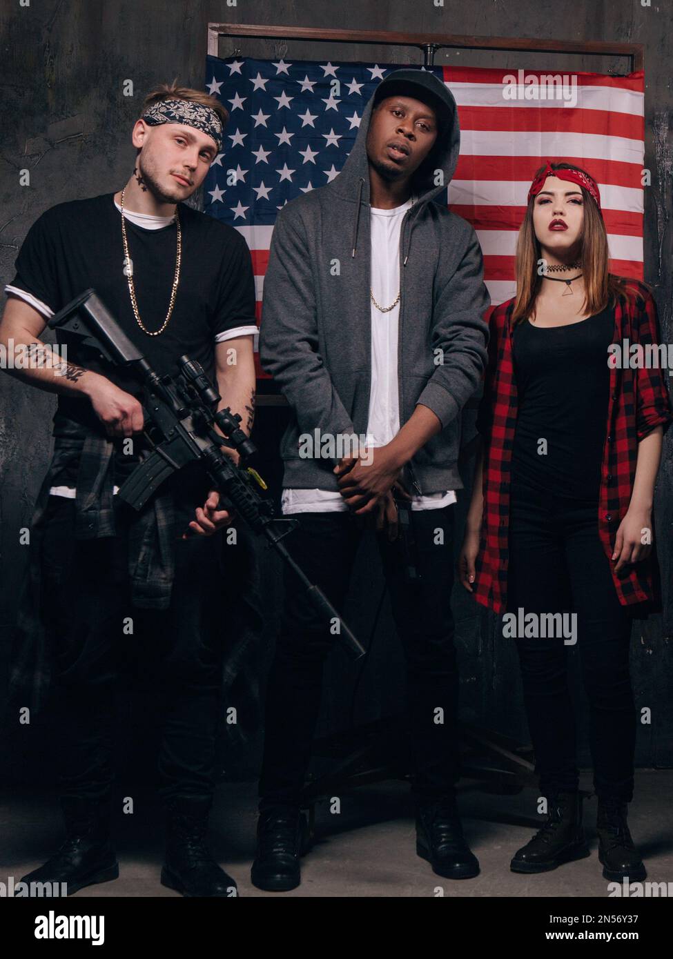 US criminal armed group of people Stock Photo - Alamy