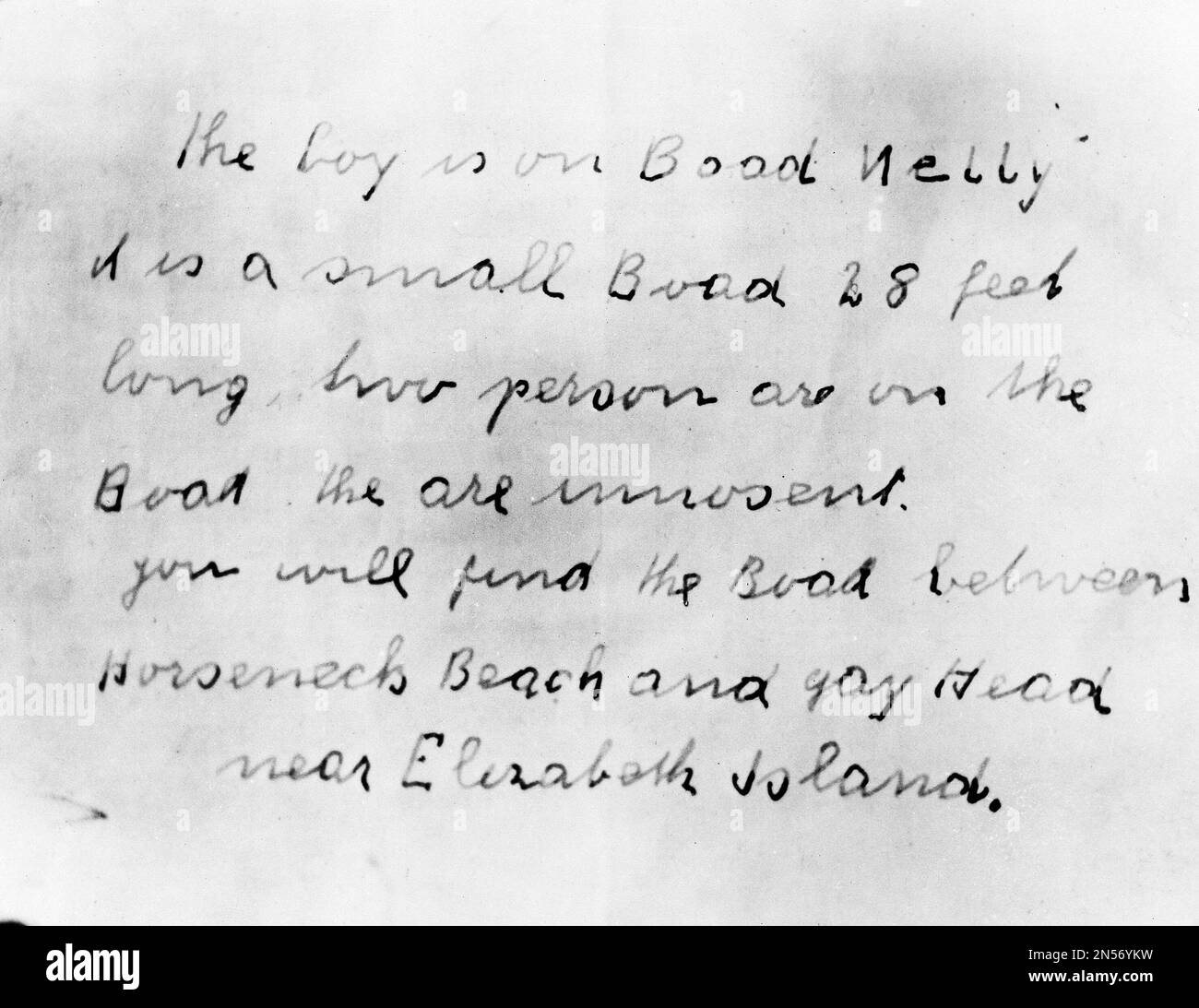 The first official reproduction of the Lindbergh ransom note telling ...