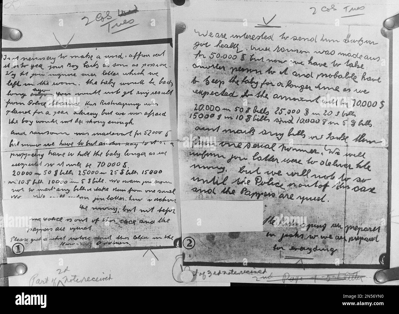 These are ransom notes demanding $70,000 explaining that another person ...