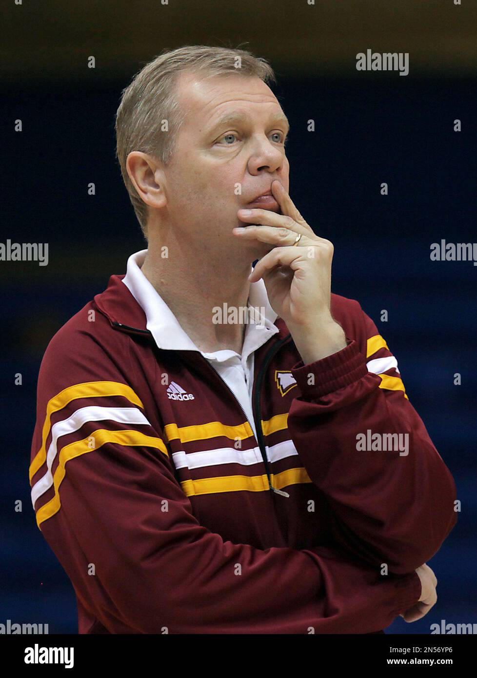 Winthrop coach Kevin Cook watches practice at the NCAA women's college ...