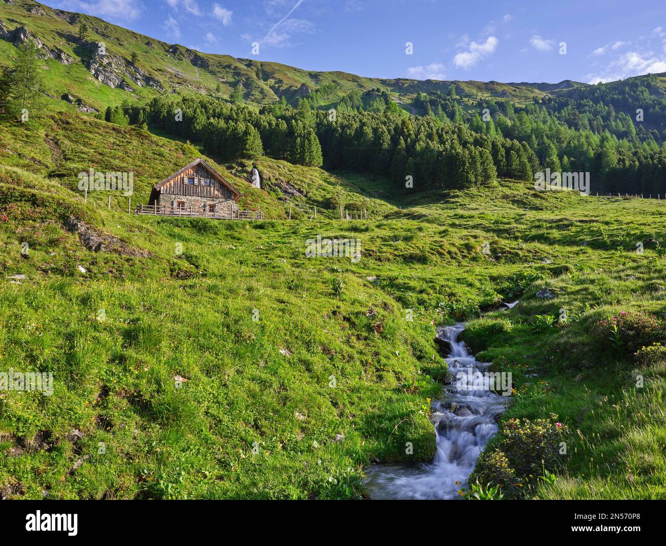 Hiking along the Mur, alpine hut, Murursprung, Muhr, national park ...