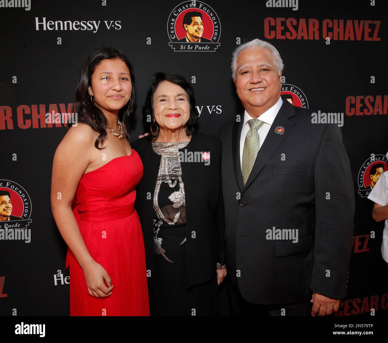 Dolores Huerta, (C) Co-founder, United Farm Workers, Paul Chavez, (R ...