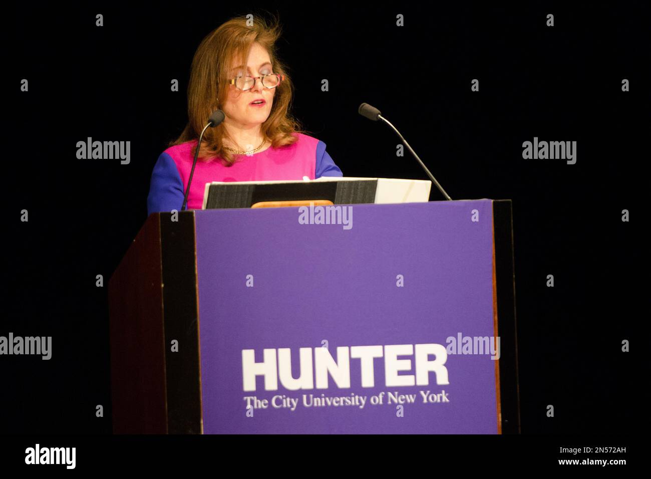 Jennifer J. Raab speaks at the Kaye Playhouse at Hunter College, where ...