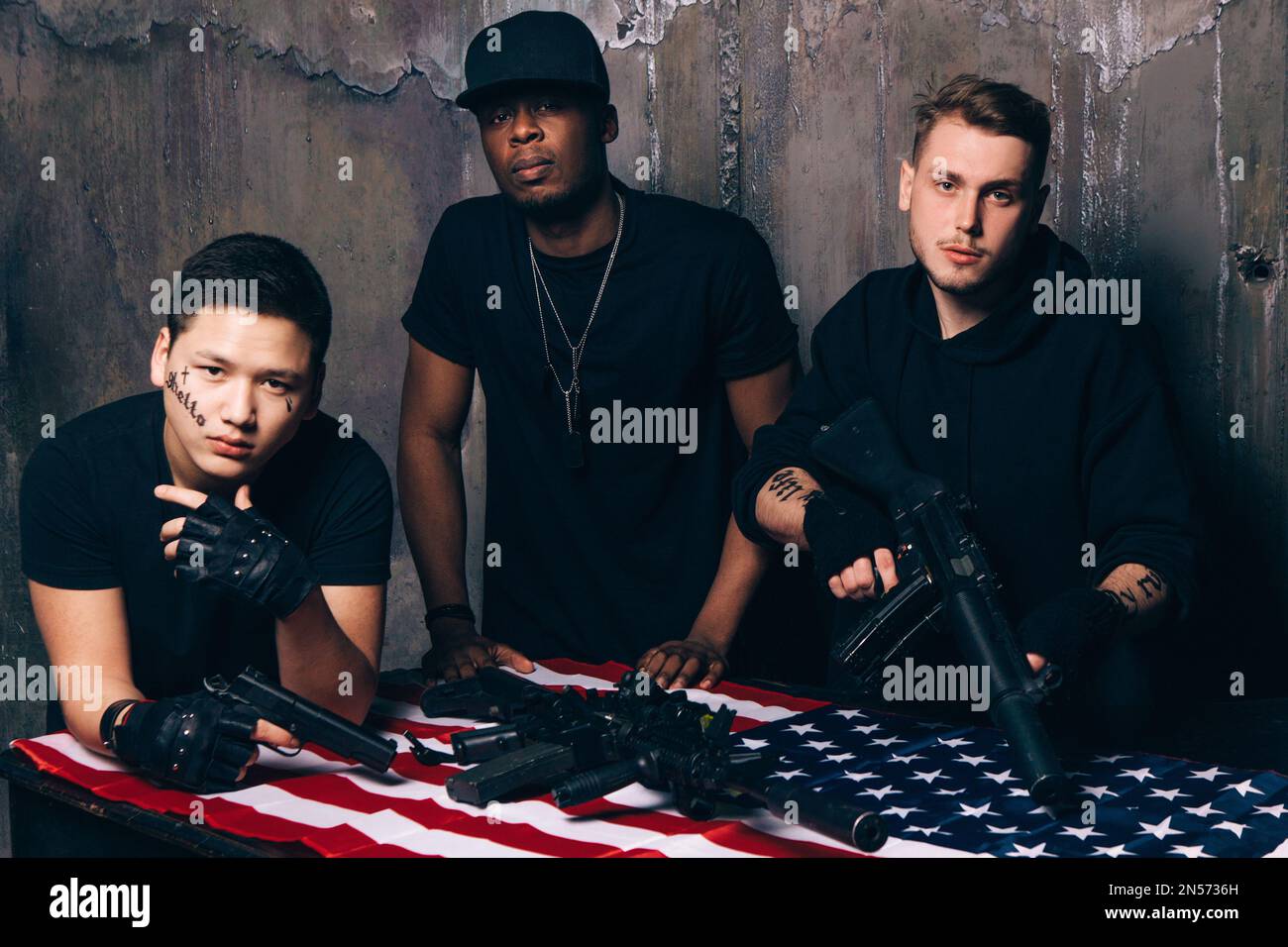 American gangs with weapons Stock Photo - Alamy
