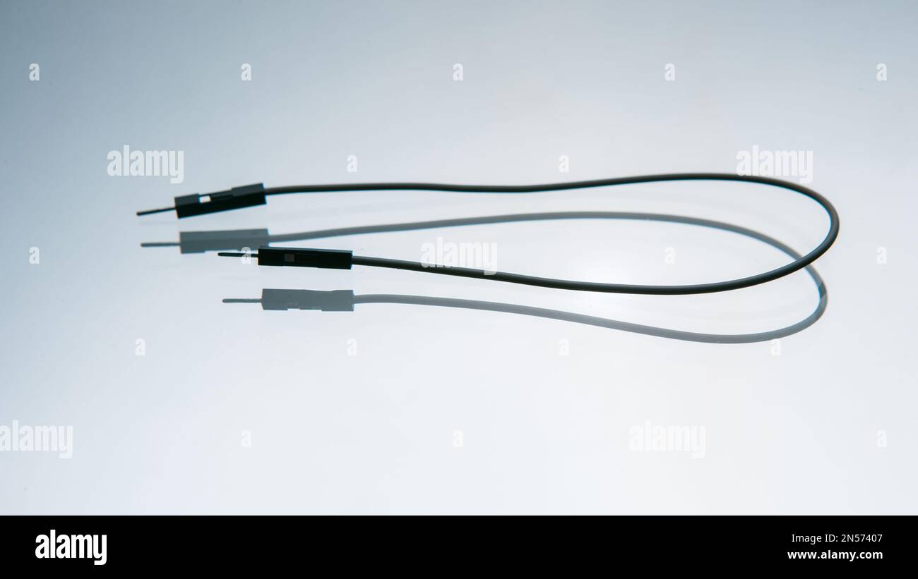 jump wires cable white background Stock Photo - Alamy