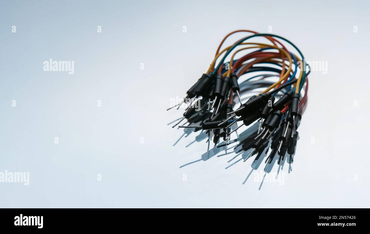 jump wires cables kit white background Stock Photo - Alamy