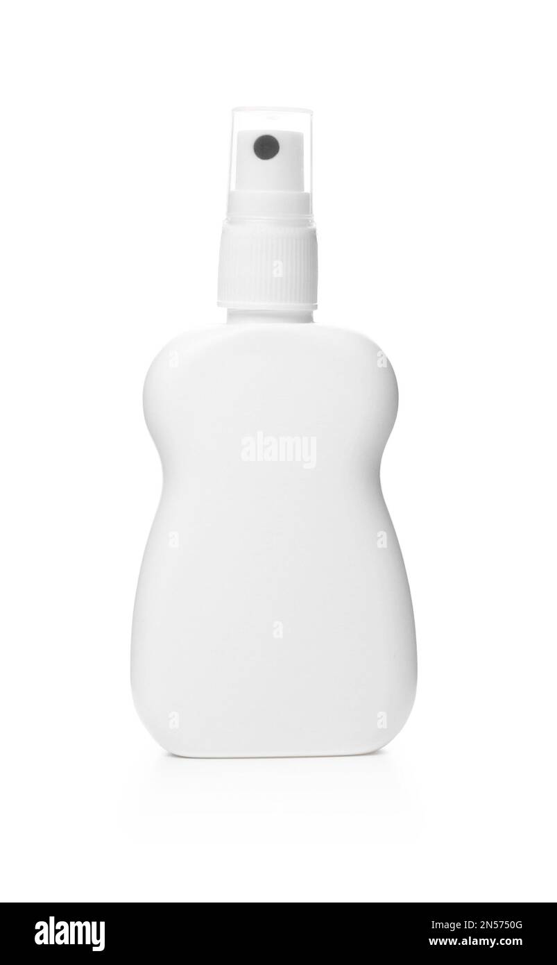 Bottle of insect repellent spray isolated on white Stock Photo - Alamy