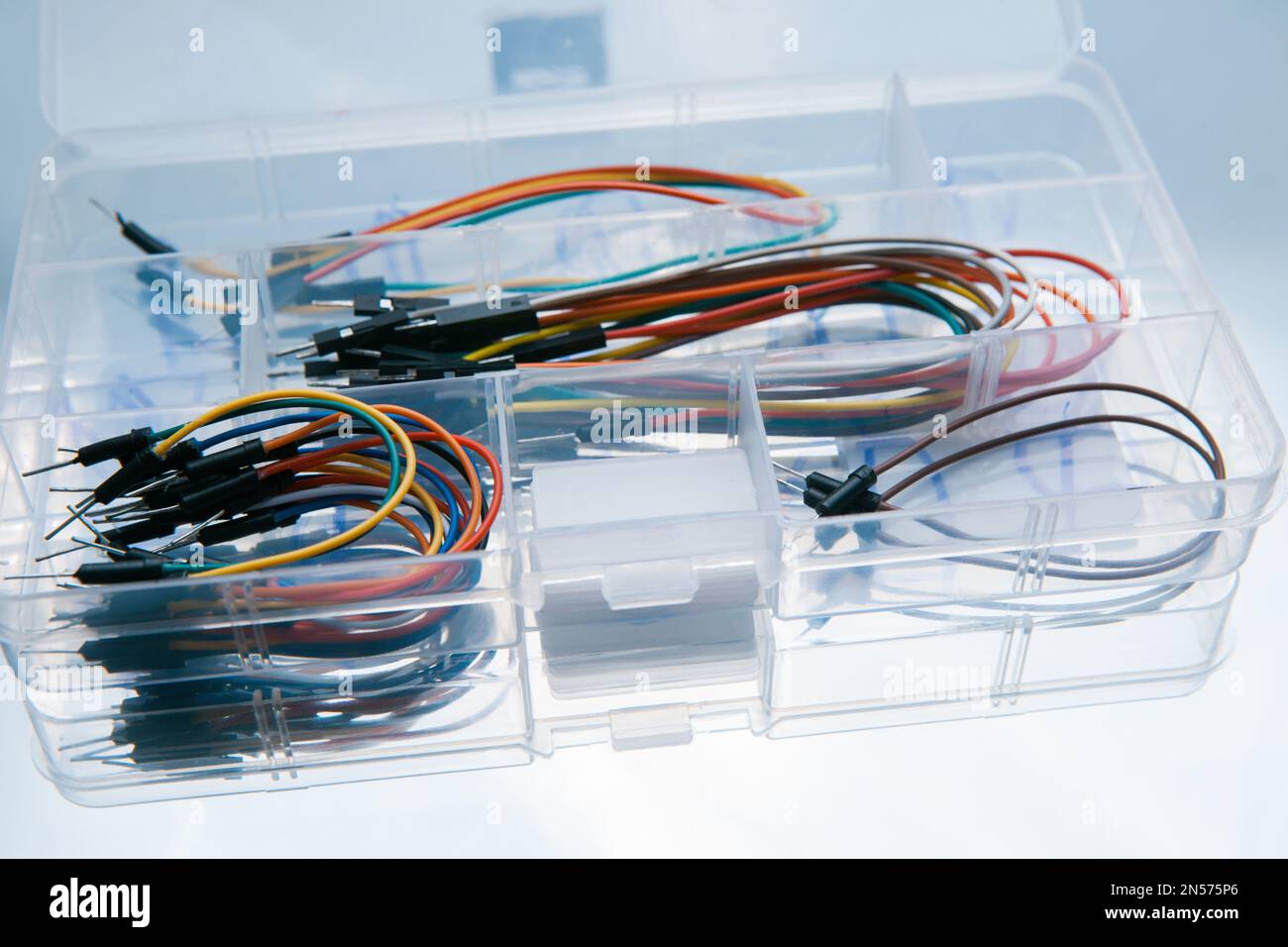box jump wires cables white background Stock Photo - Alamy