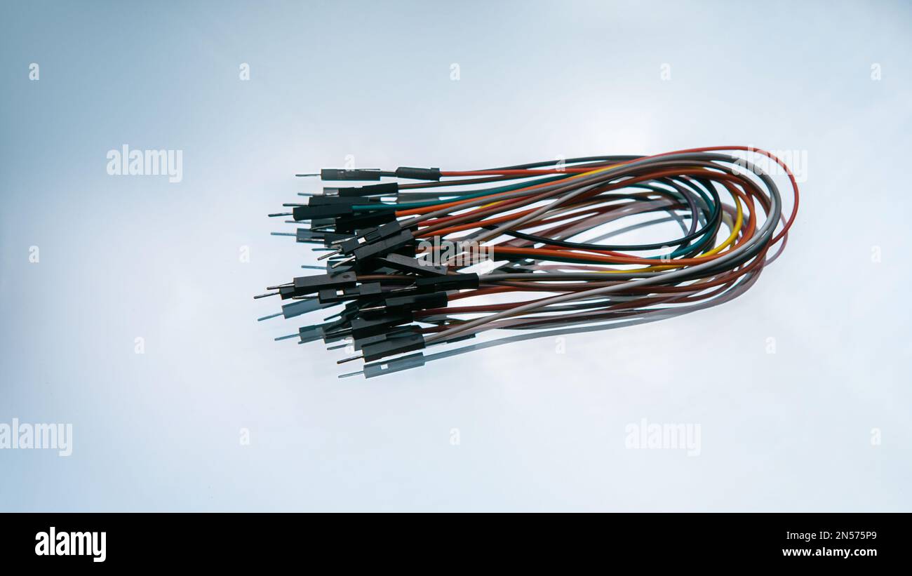 jump wires cables kit white background Stock Photo - Alamy