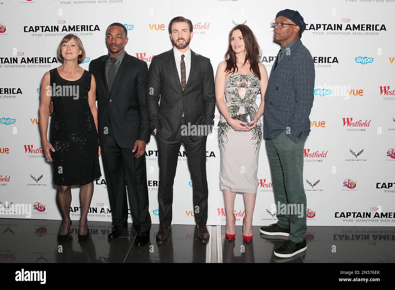 From left, Jenny Agutter, Anthony Mackie, Chris Evans, Scarlett ...