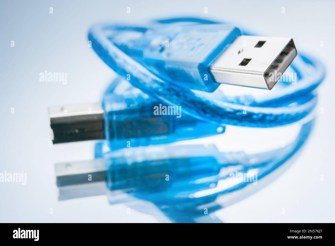 blue USB cable electronic connection Stock Photo - Alamy