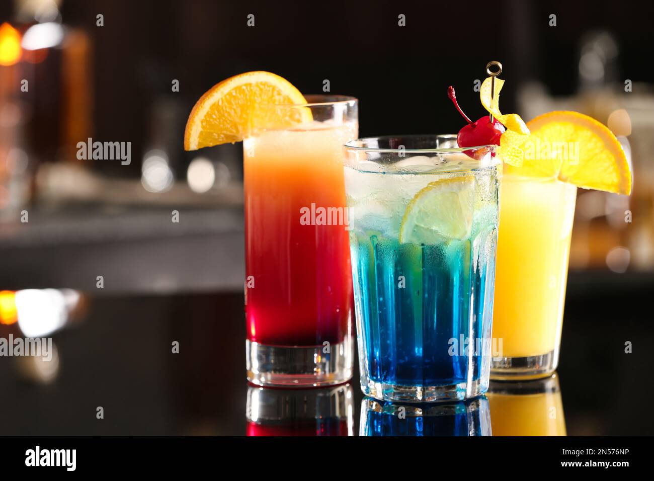 Restaurant table assortment fresh cocktails hi-res stock photography ...