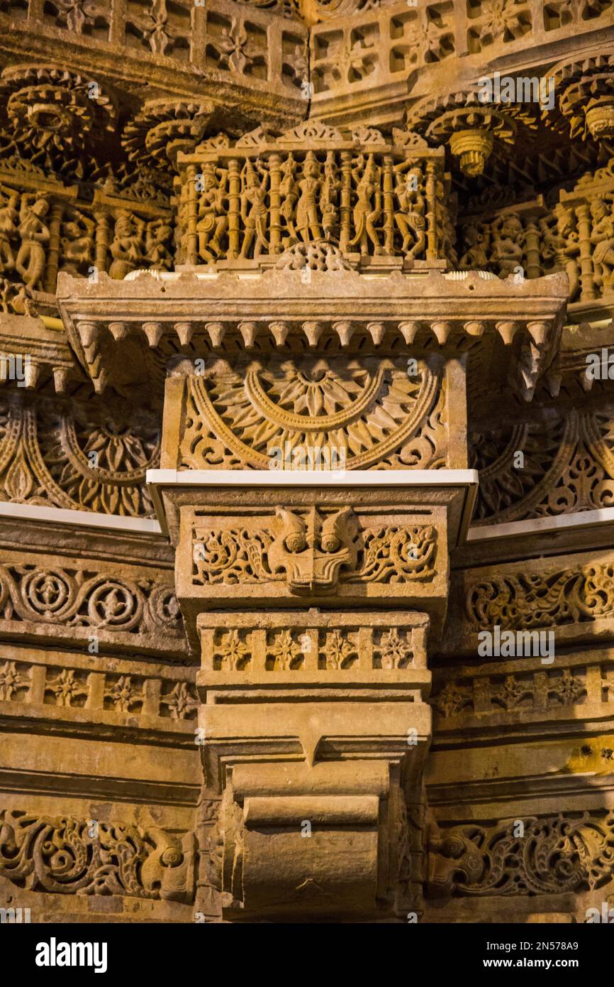 Filigree pillars, Rishabdev Jain temple in the fort, Jaisalmer ...