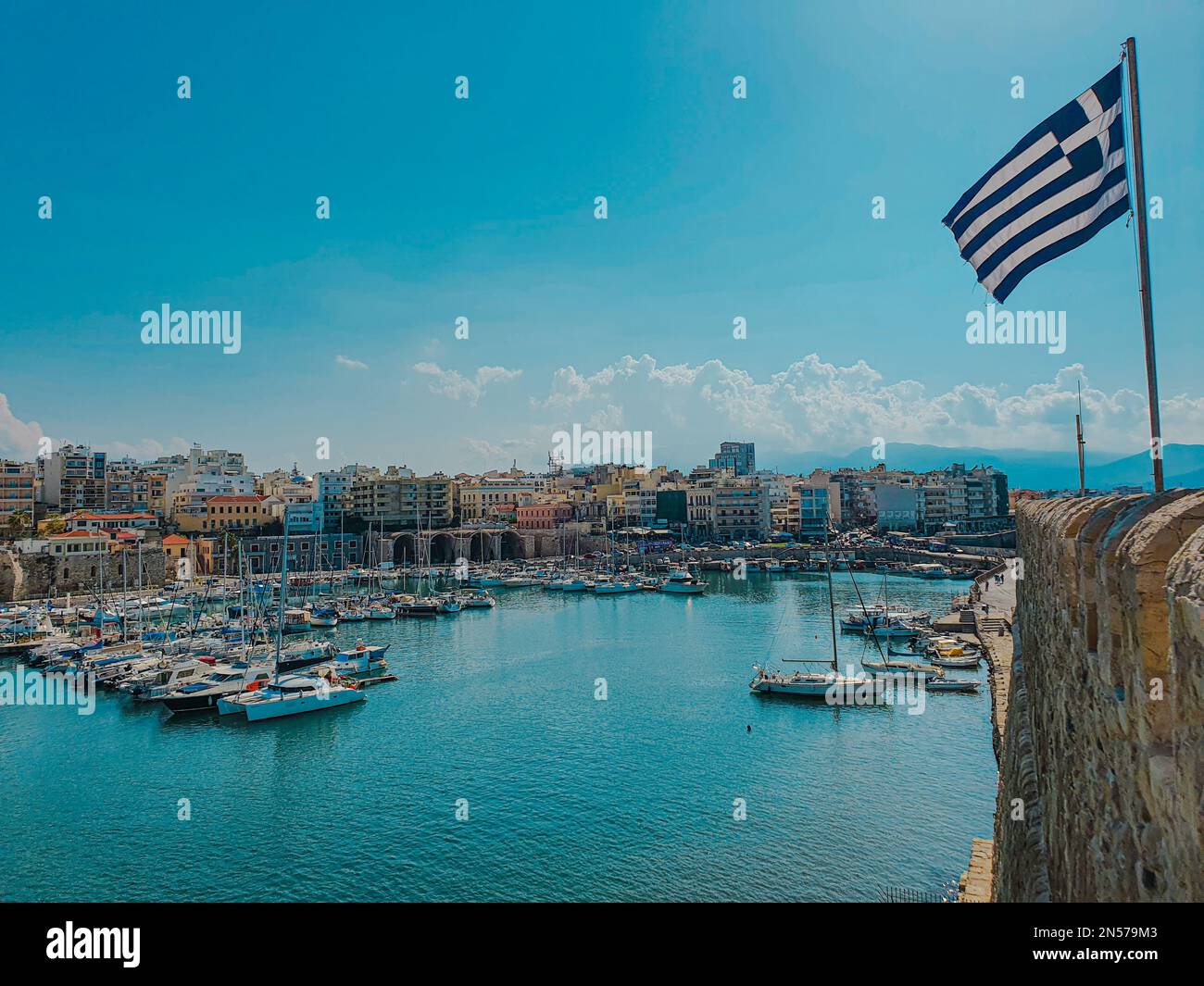 View of Heraklion harbour seen from the top of Rocca a Marre fortress ...