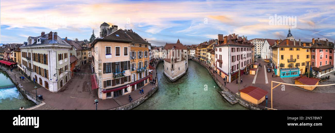 France travel and landmarks. Romantic beautiful old town of Annecy ...