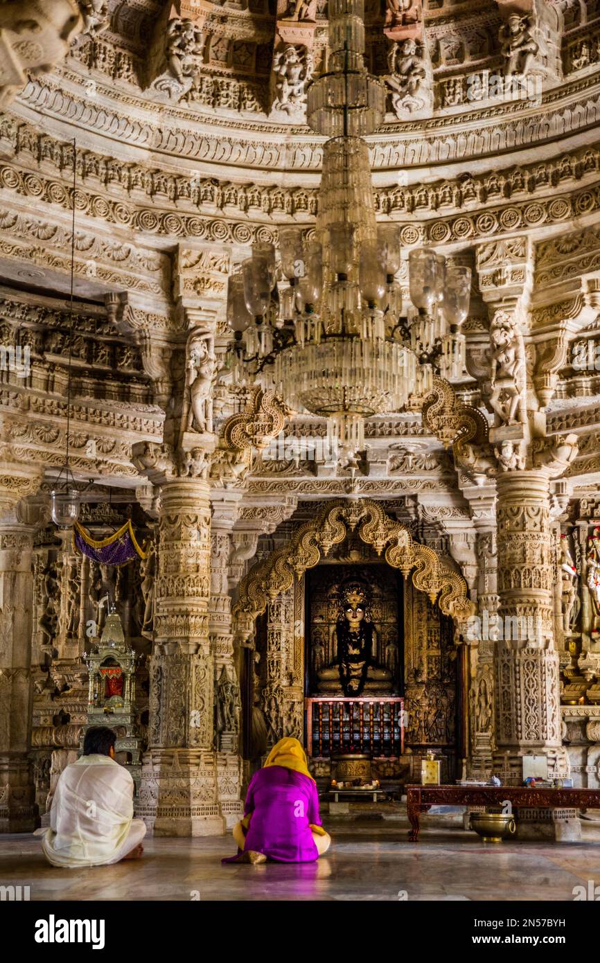 Central shrine with the four-faced marble cult image of Chaumukha ...