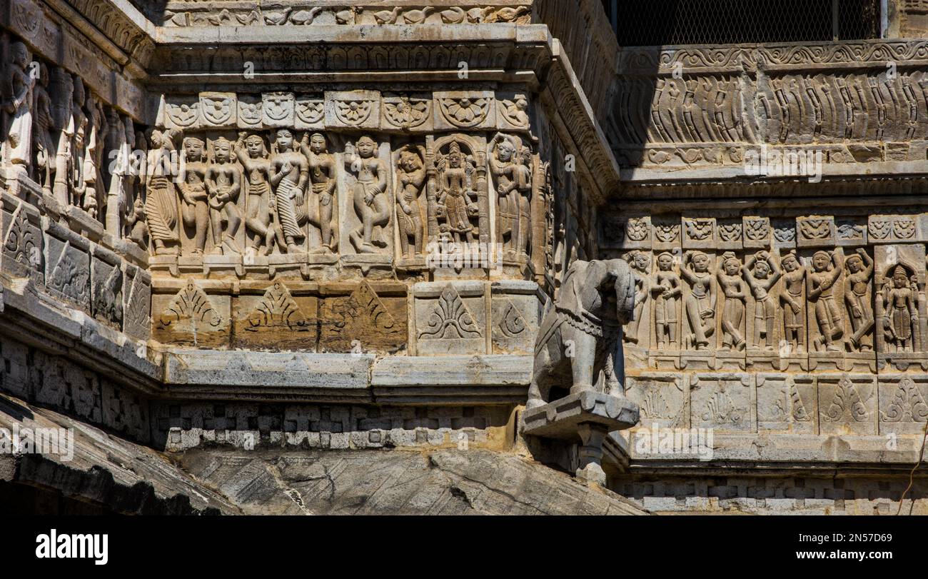 Relief with depictions of Vishnu, dancing nymphs, scenes from the life ...