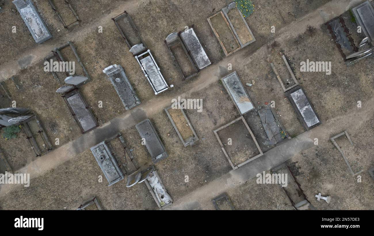 Aerial shot of a cemetery hi-res stock photography and images - Alamy