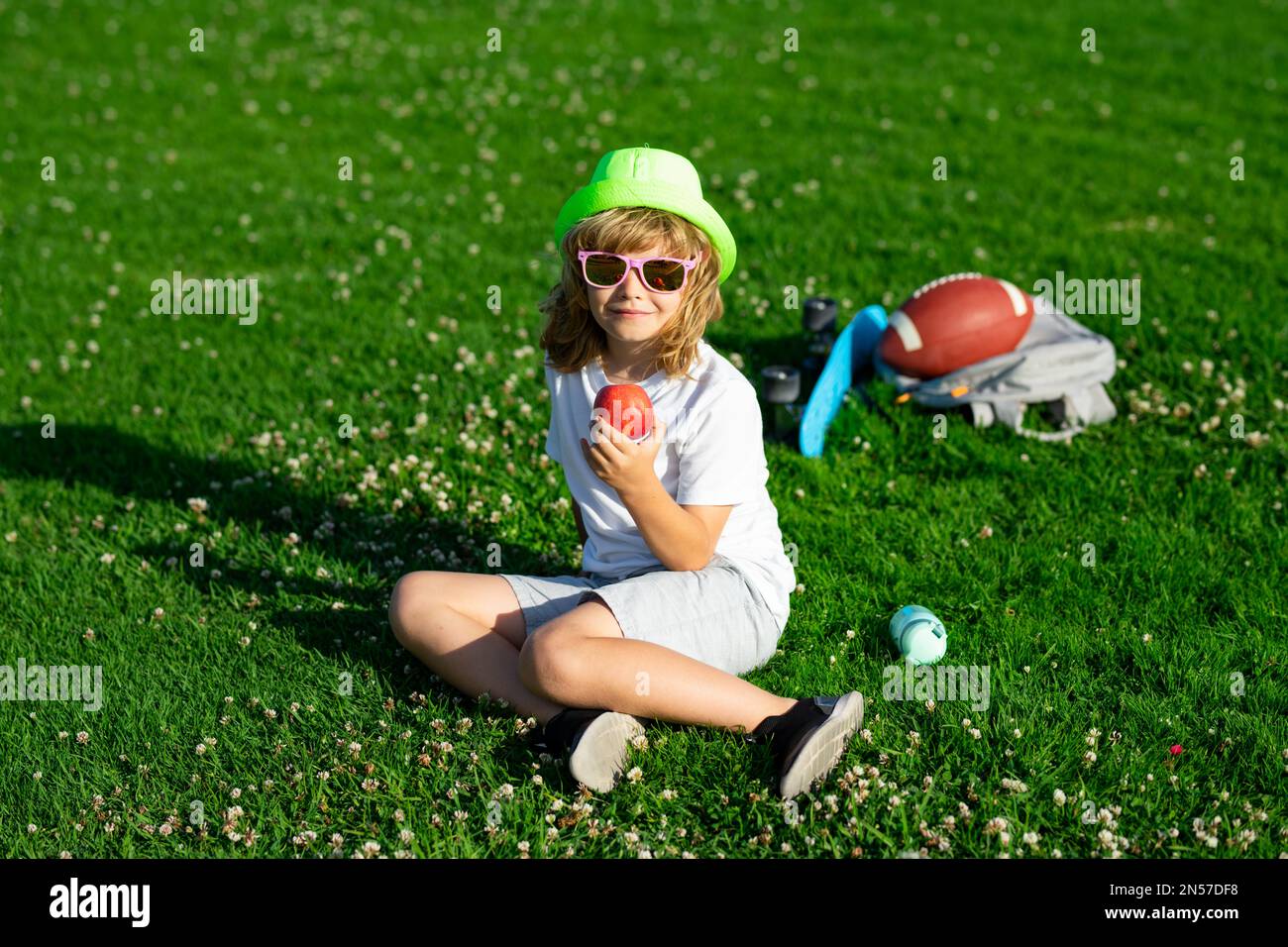 Summer holiday with children. Happy children rest fun outdoors. Kids ...