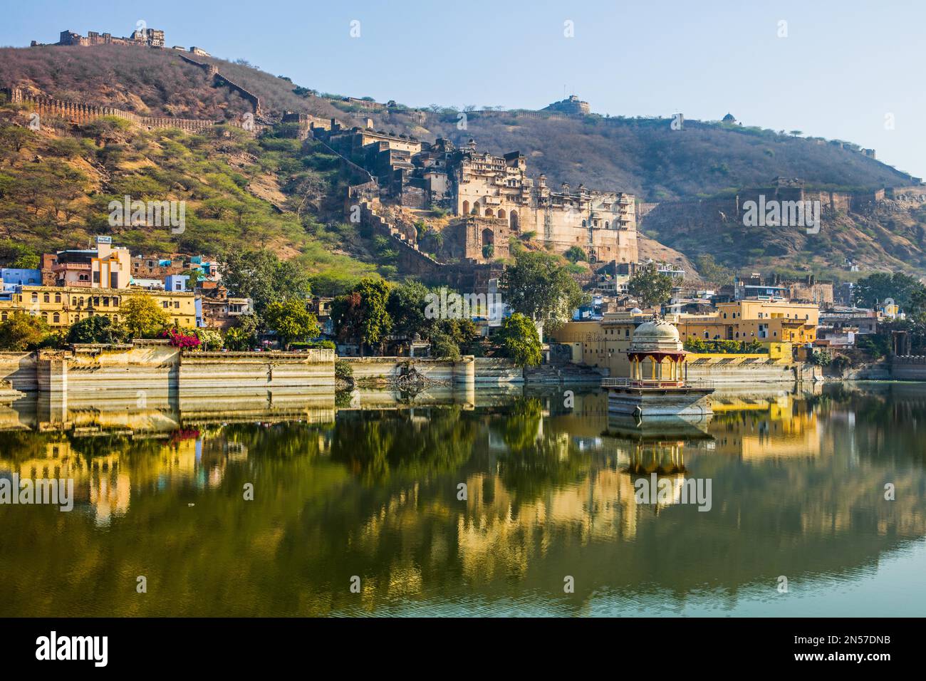 Taragarh Fort at the Temple Lake Nawal Sagar, Bundi, Bundi, Rajasthan ...