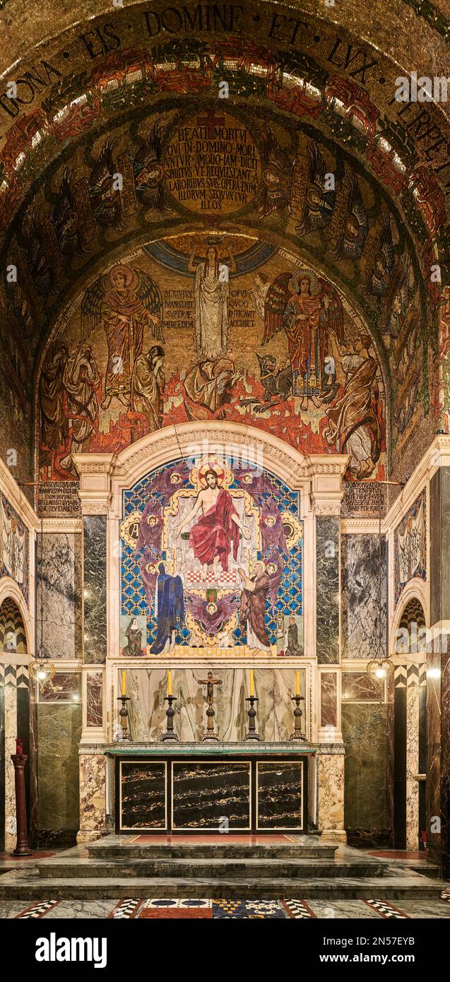 Altar and mosaics in a side chapel dedicated to Holy Souls (those who ...