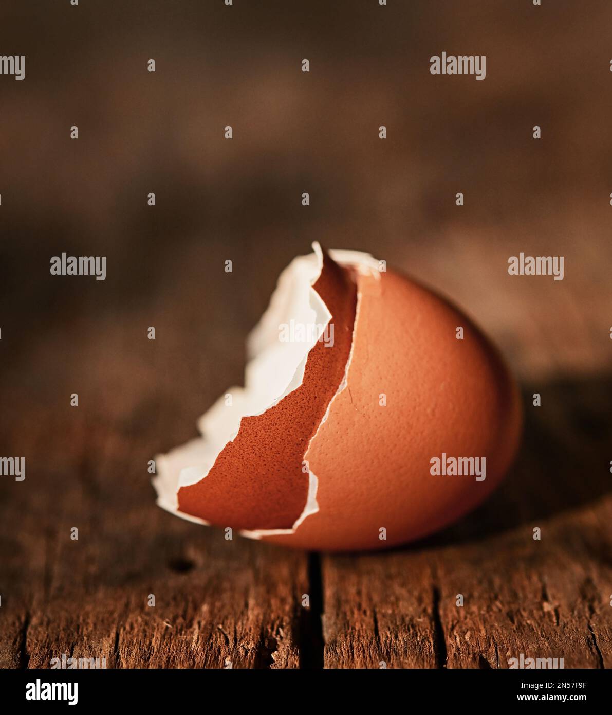 Abstract Egg Shell Cracked In Two Parts on Wooden Table Stock Photo - Alamy