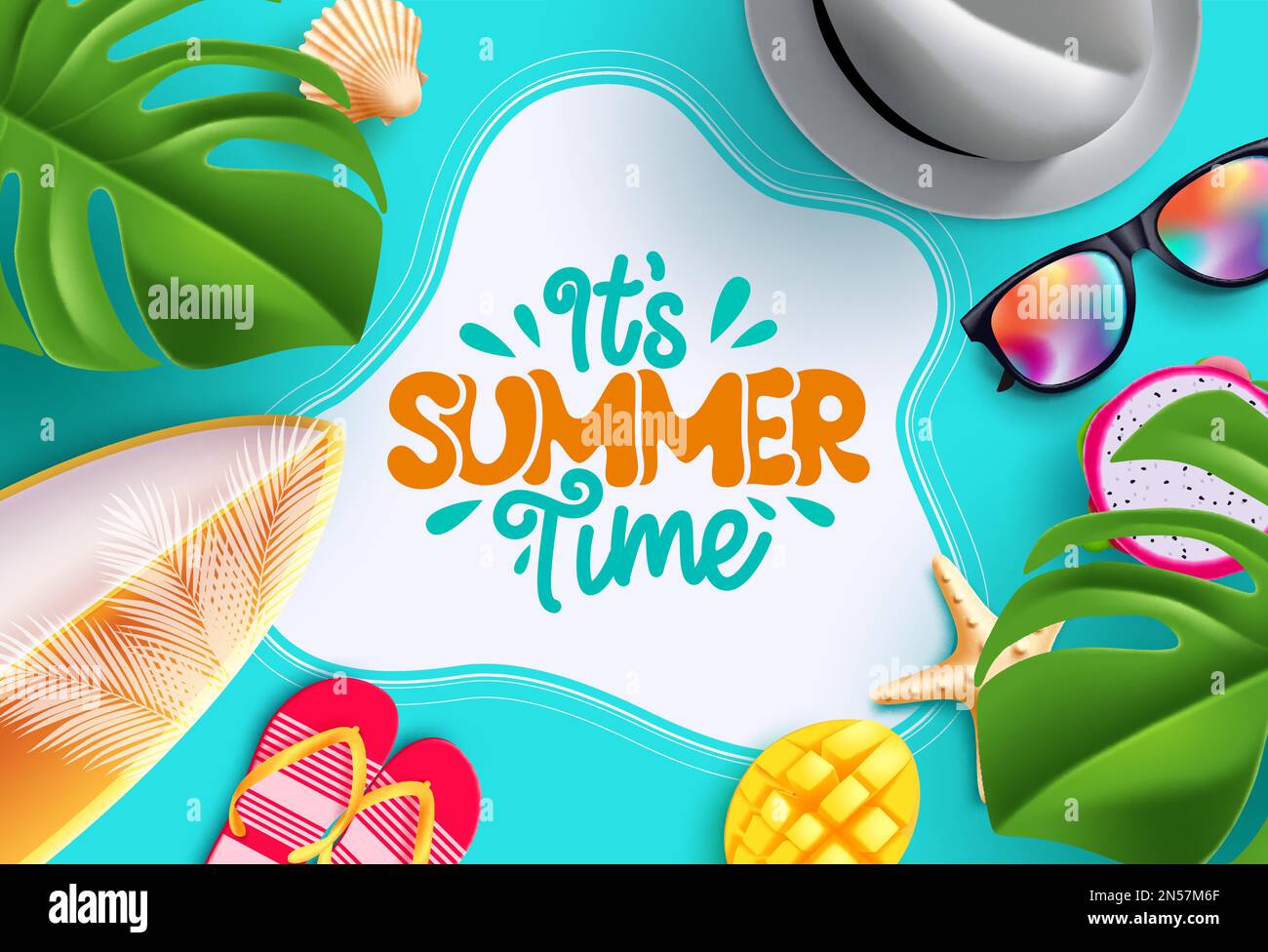 Summer time vector design. It's summer time text in empty space with ...