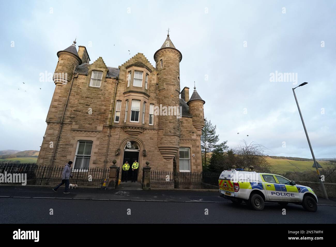 Police officers outside Selkirk Sheriff Court, in the Scottish Borders ...