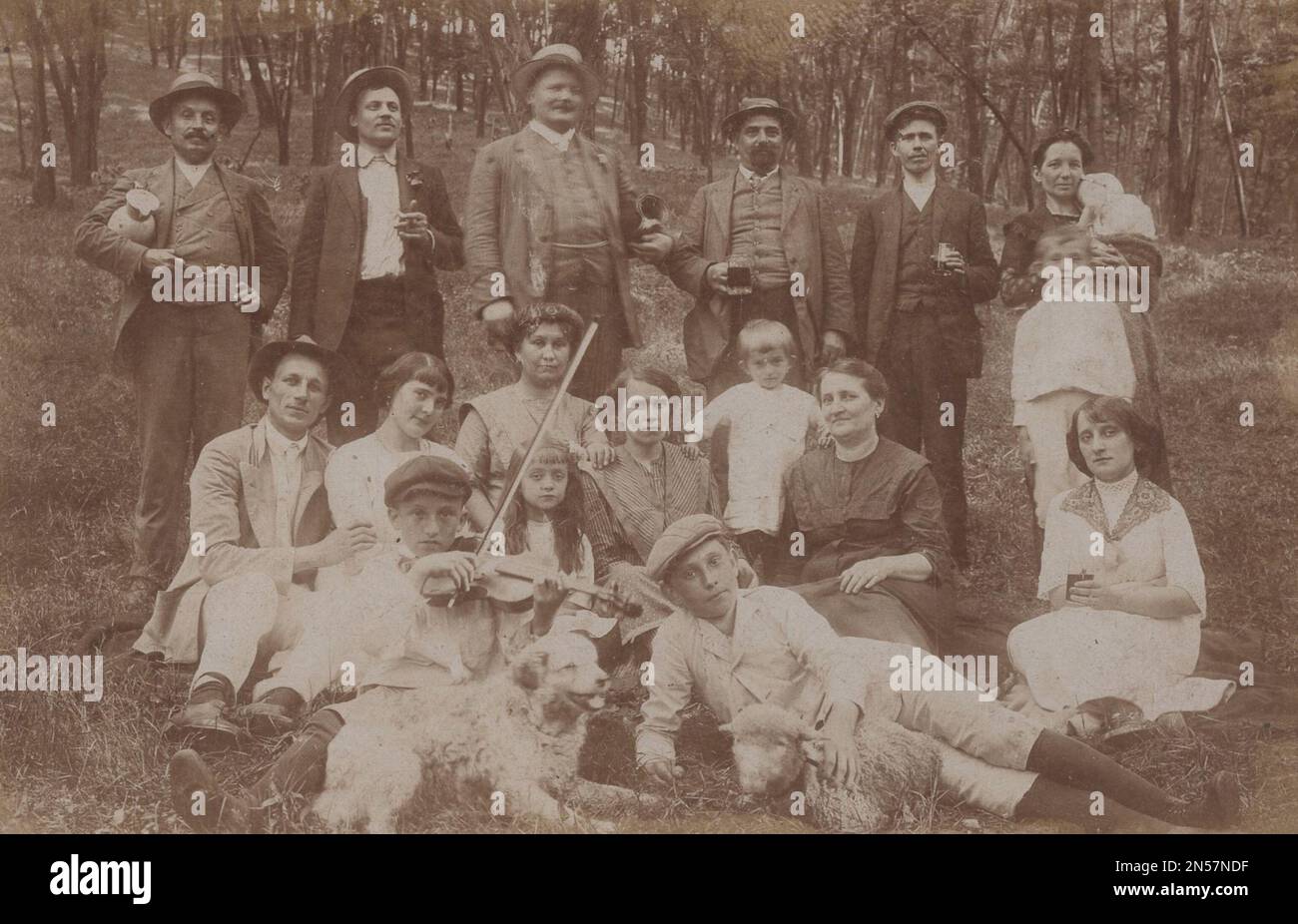 Vintage Photograph Showing Family with them loving Puppy Dog / vintage ...