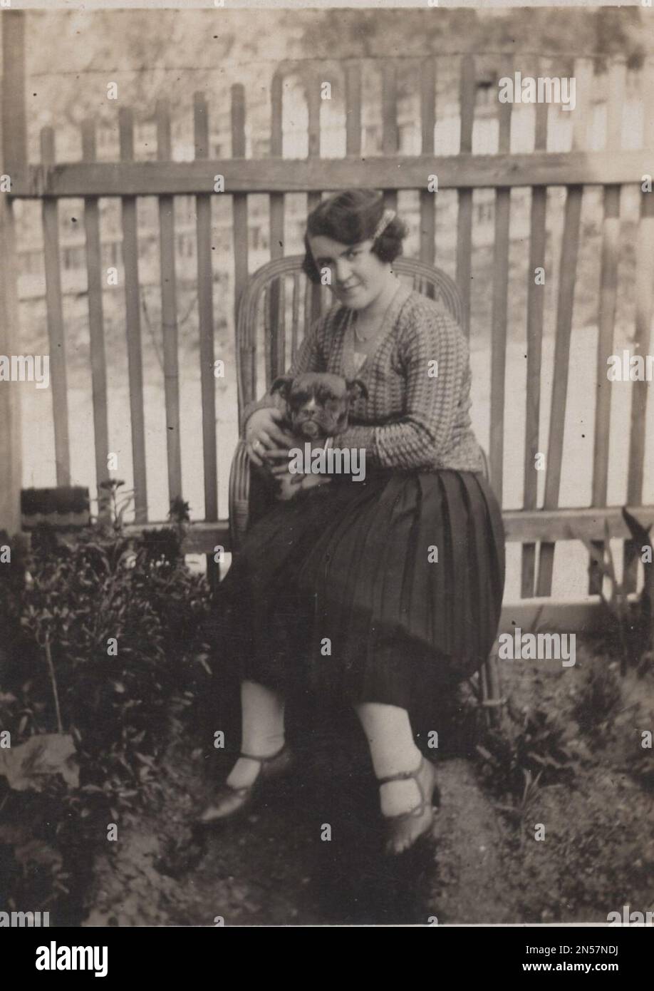 Vintage Photograph of Lady and her pet dog / hand holding puppy ...