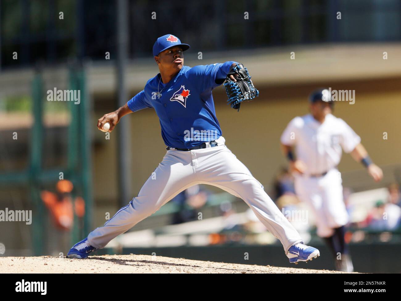 Toronto Blue Jays relief pitcher Marcus Stroman throws during a spring ...