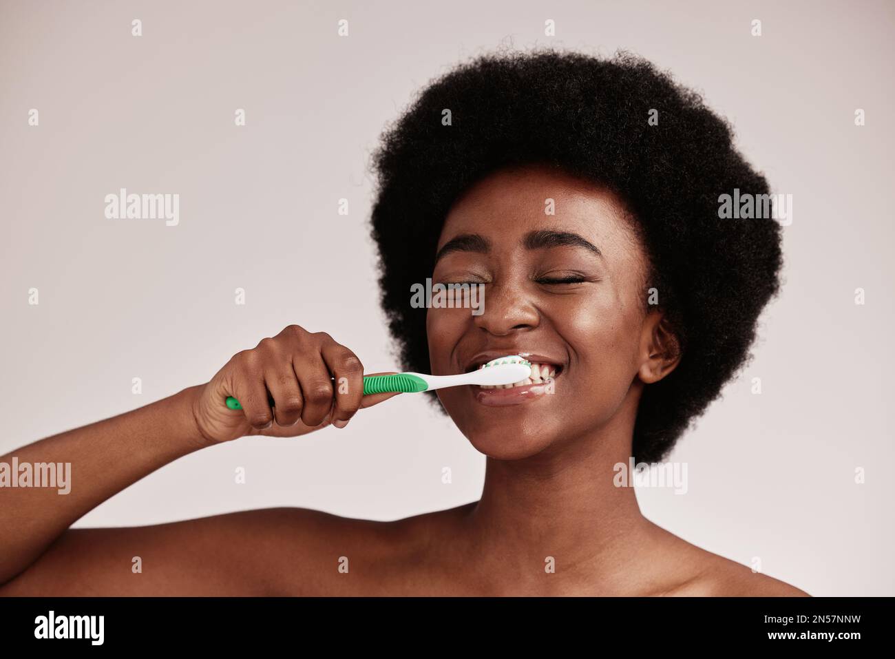 Happy Person Brushing Teeth