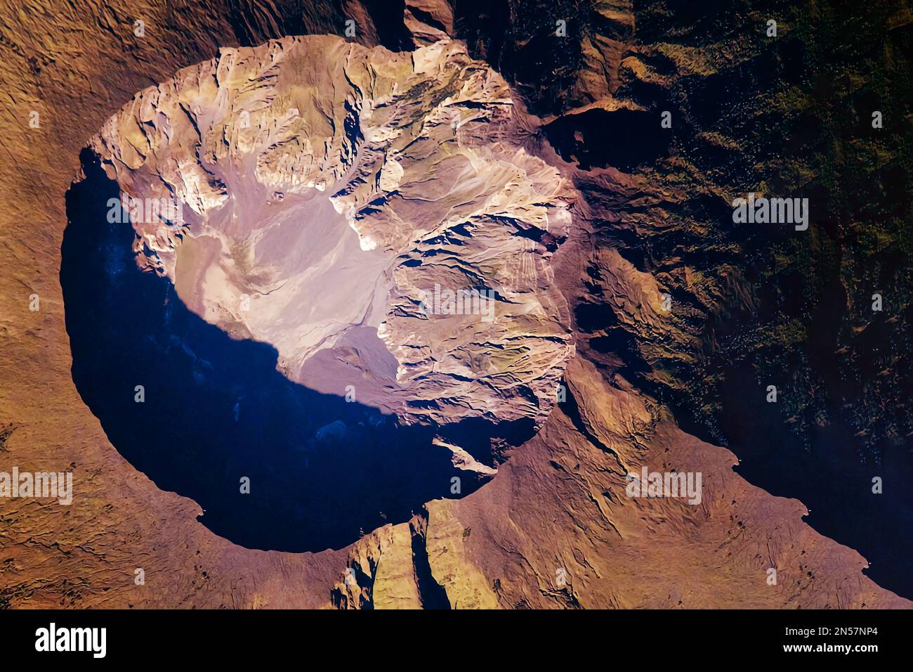Volcano from space. Elements of this image furnished by NASA. High ...