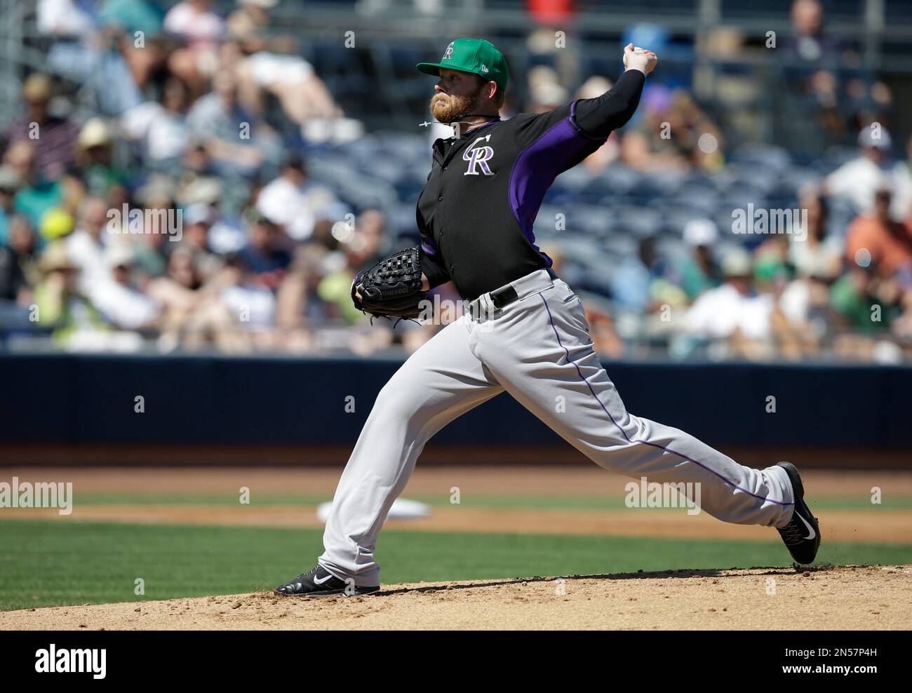 Colorado Rockies starting pitcher Brett Anderson throws during a spring ...