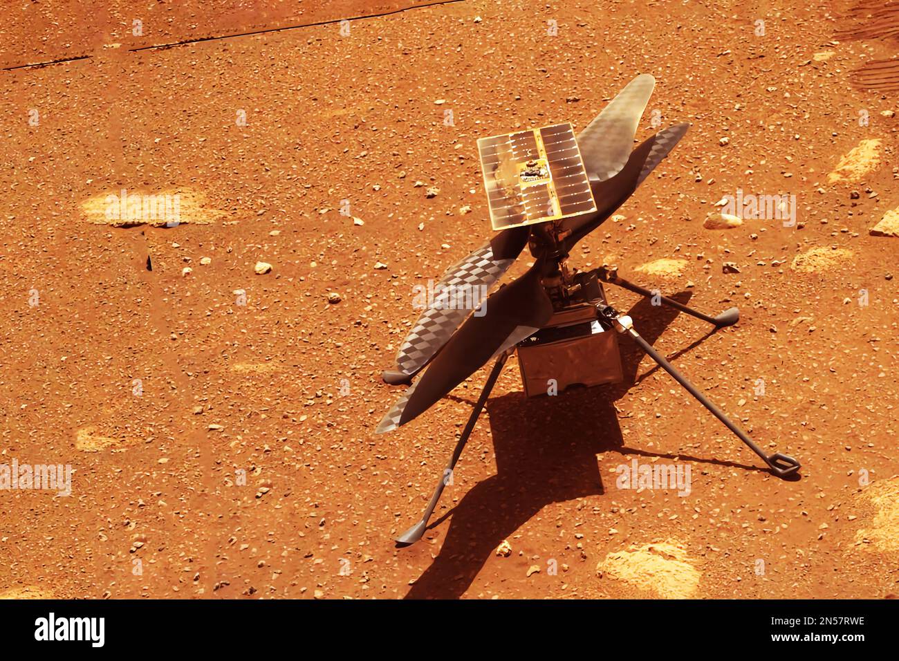 Helicopter on Mars, to explore the planet. Elements of this image ...