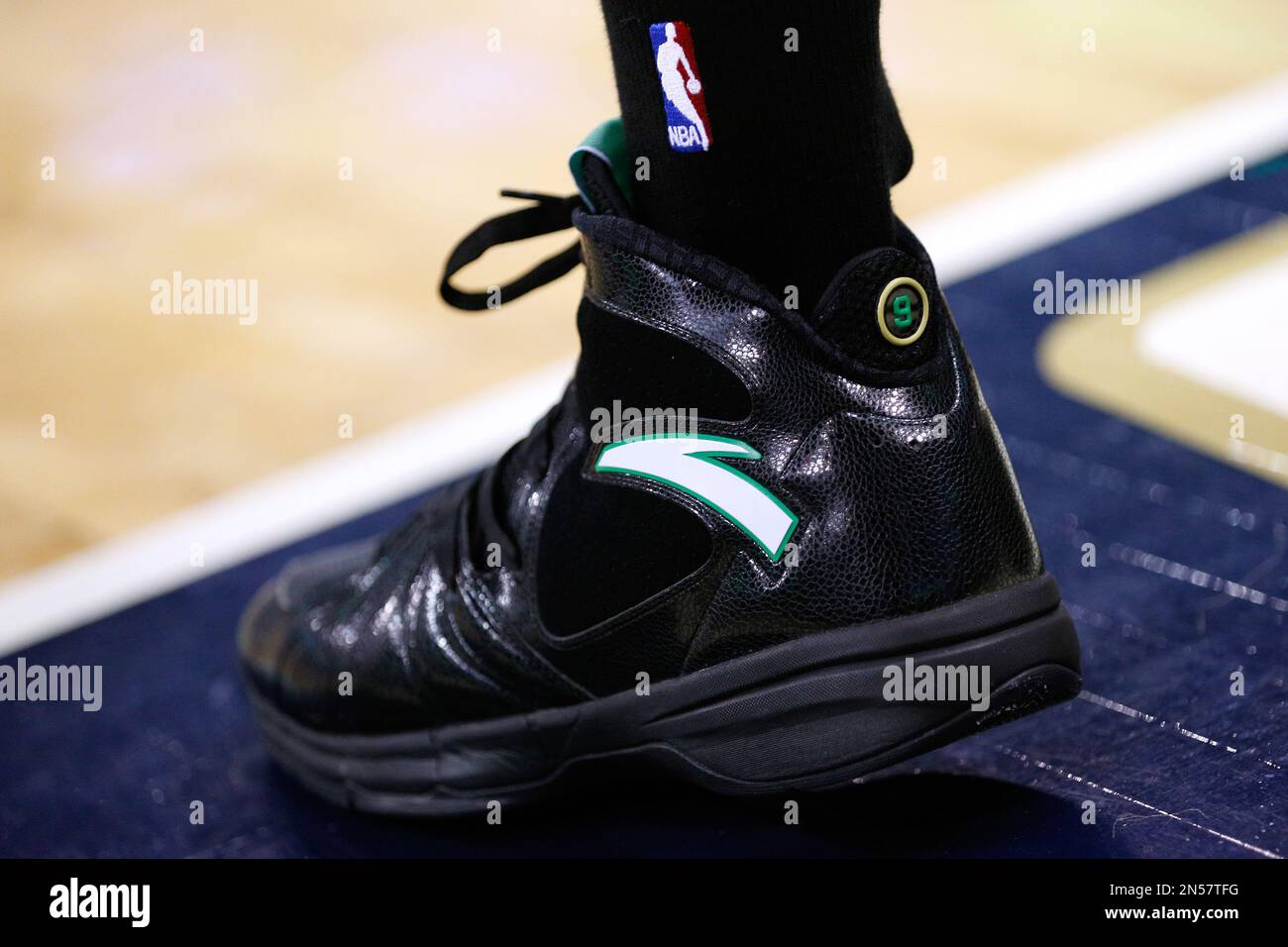 Boston Celtics guard Rajon Rondo (9) shoes are seen during an NBA ...