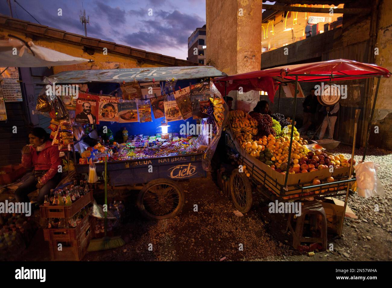 Market carts on a sidewalk on the Transoceanic highway, called Ave. du ...