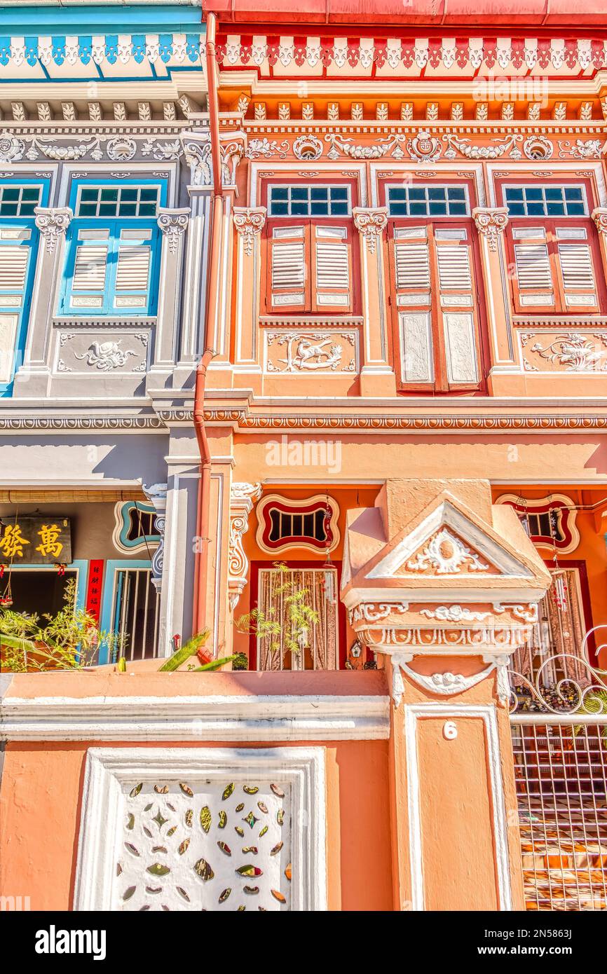 Colorful Chinese Houses in Singapore Stock Photo - Alamy
