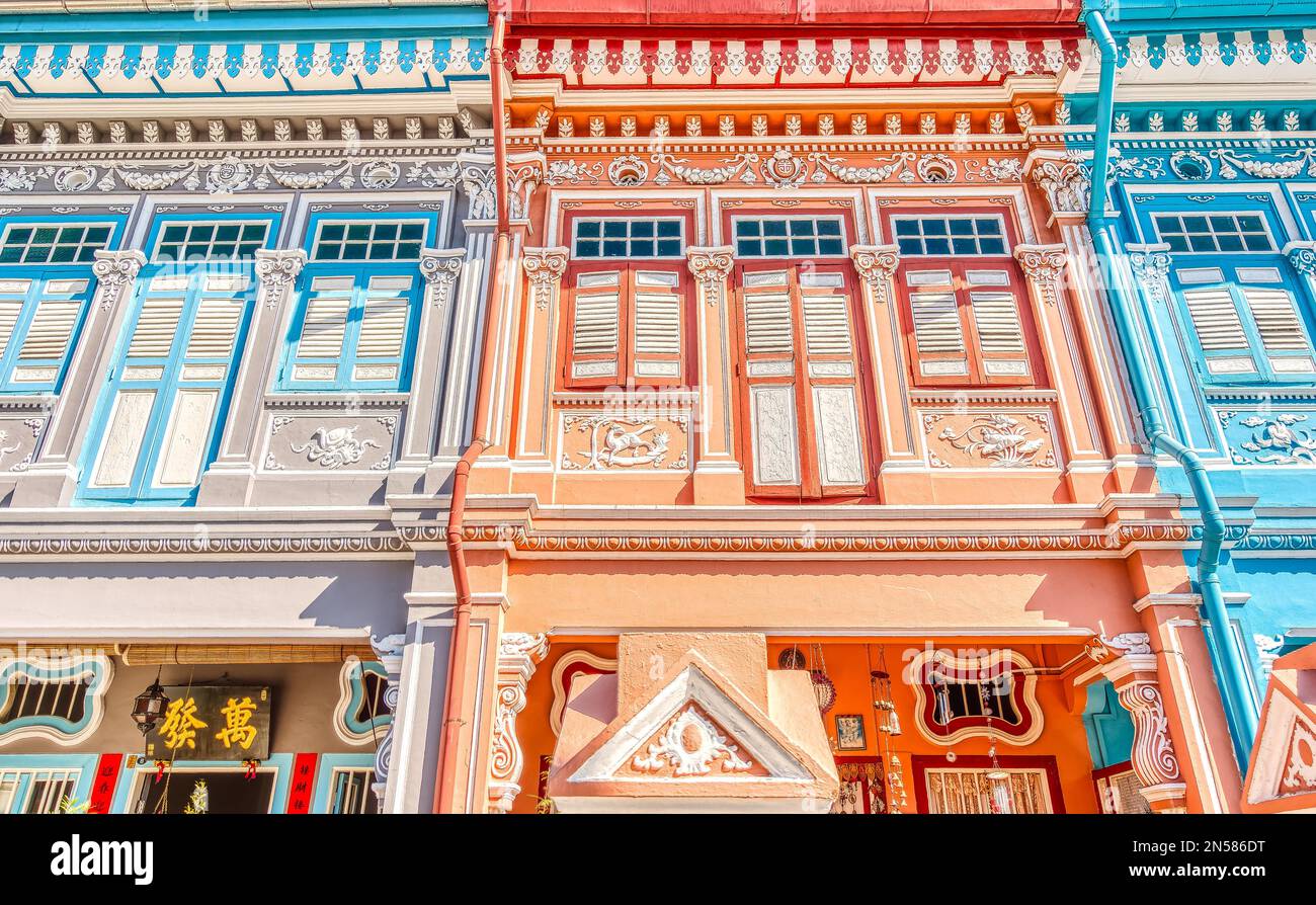 Colorful Chinese Houses in Singapore Stock Photo - Alamy