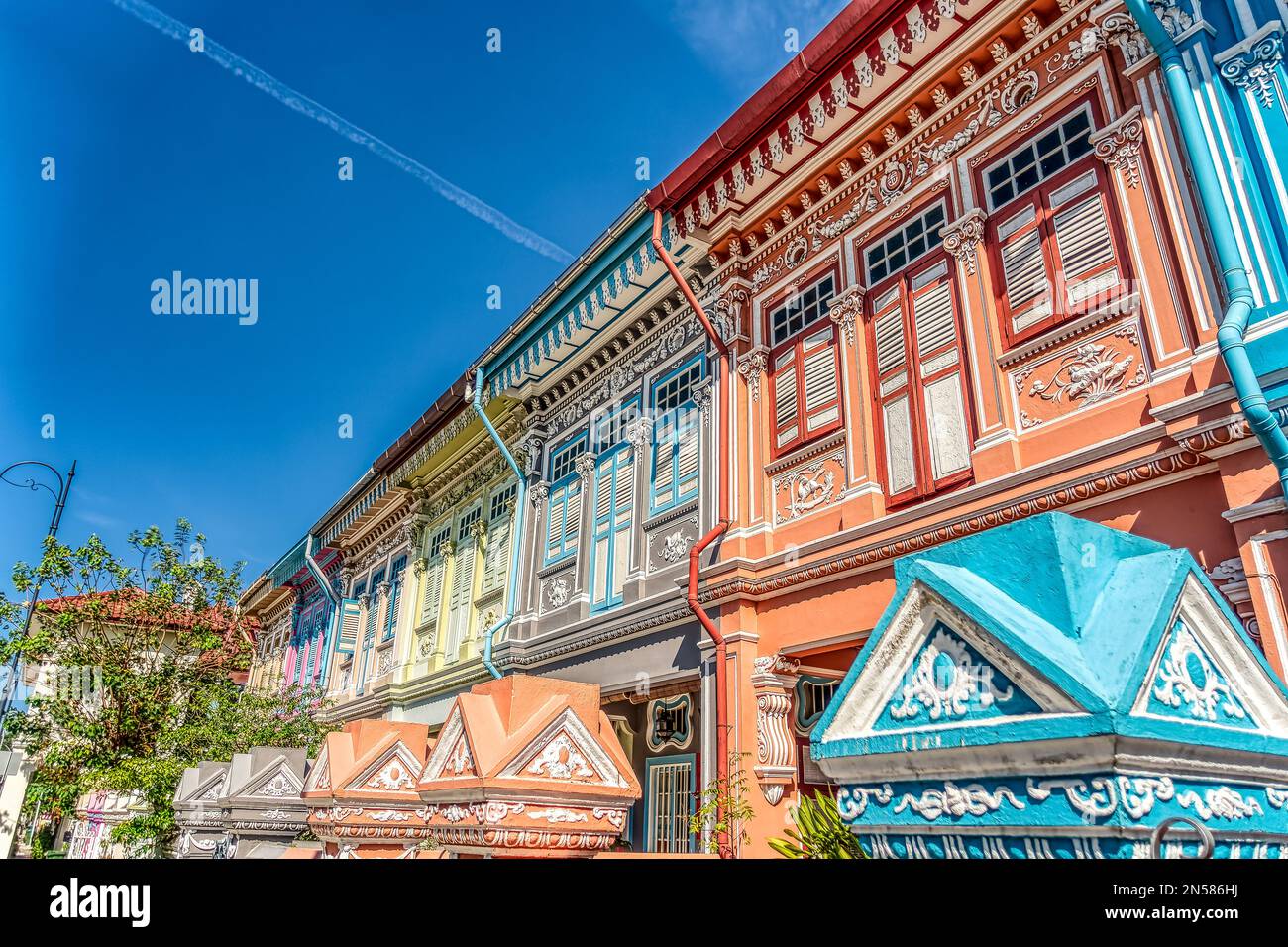 Colorful Chinese Houses in Singapore Stock Photo - Alamy