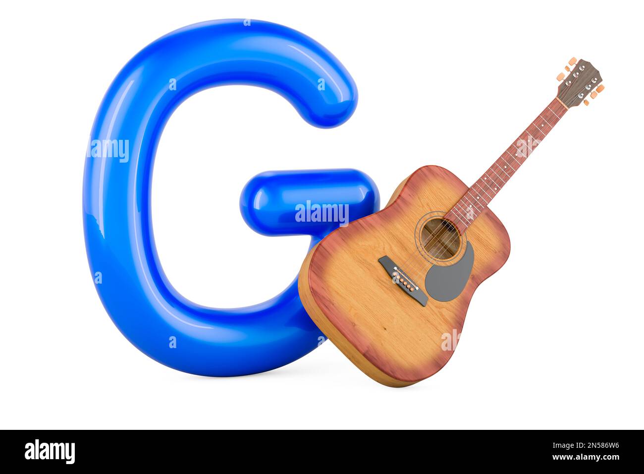Kids ABC, Letter G with guitar. 3D rendering isolated on white ...