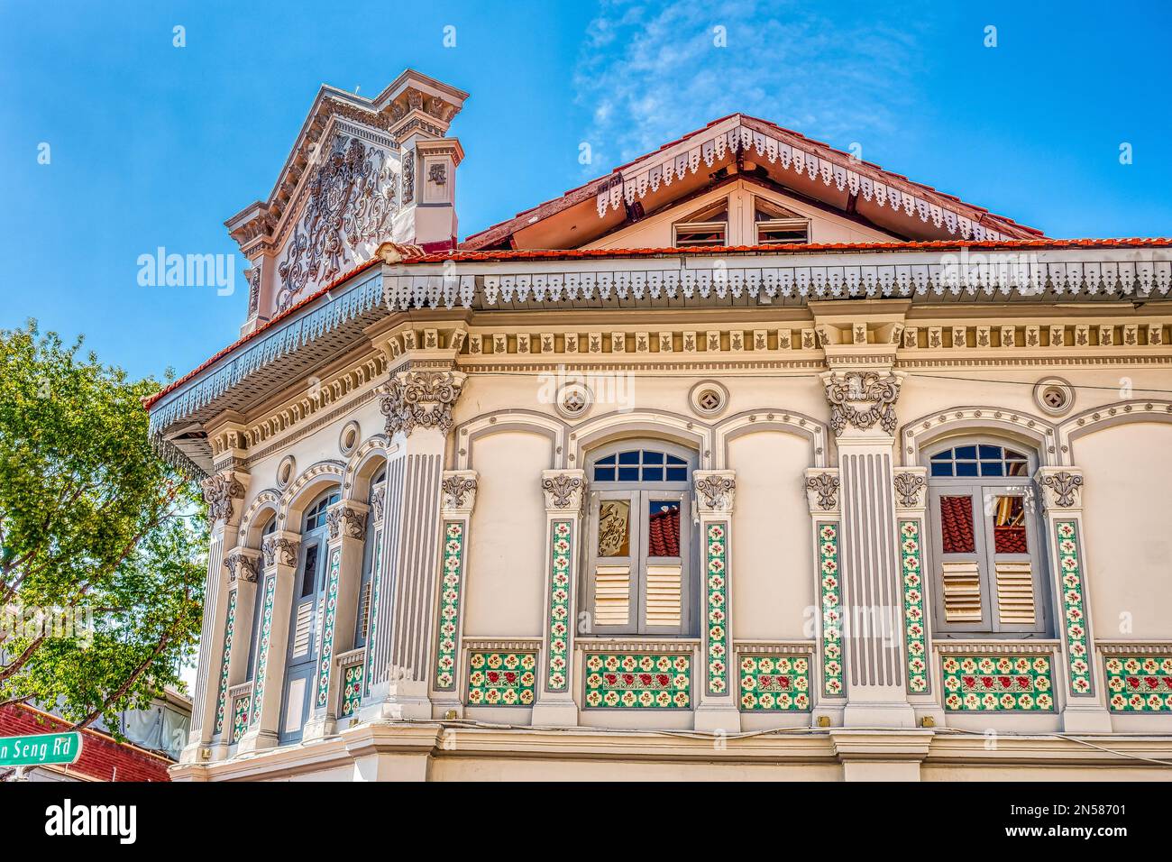 Colorful Chinese Houses in Singapore Stock Photo - Alamy