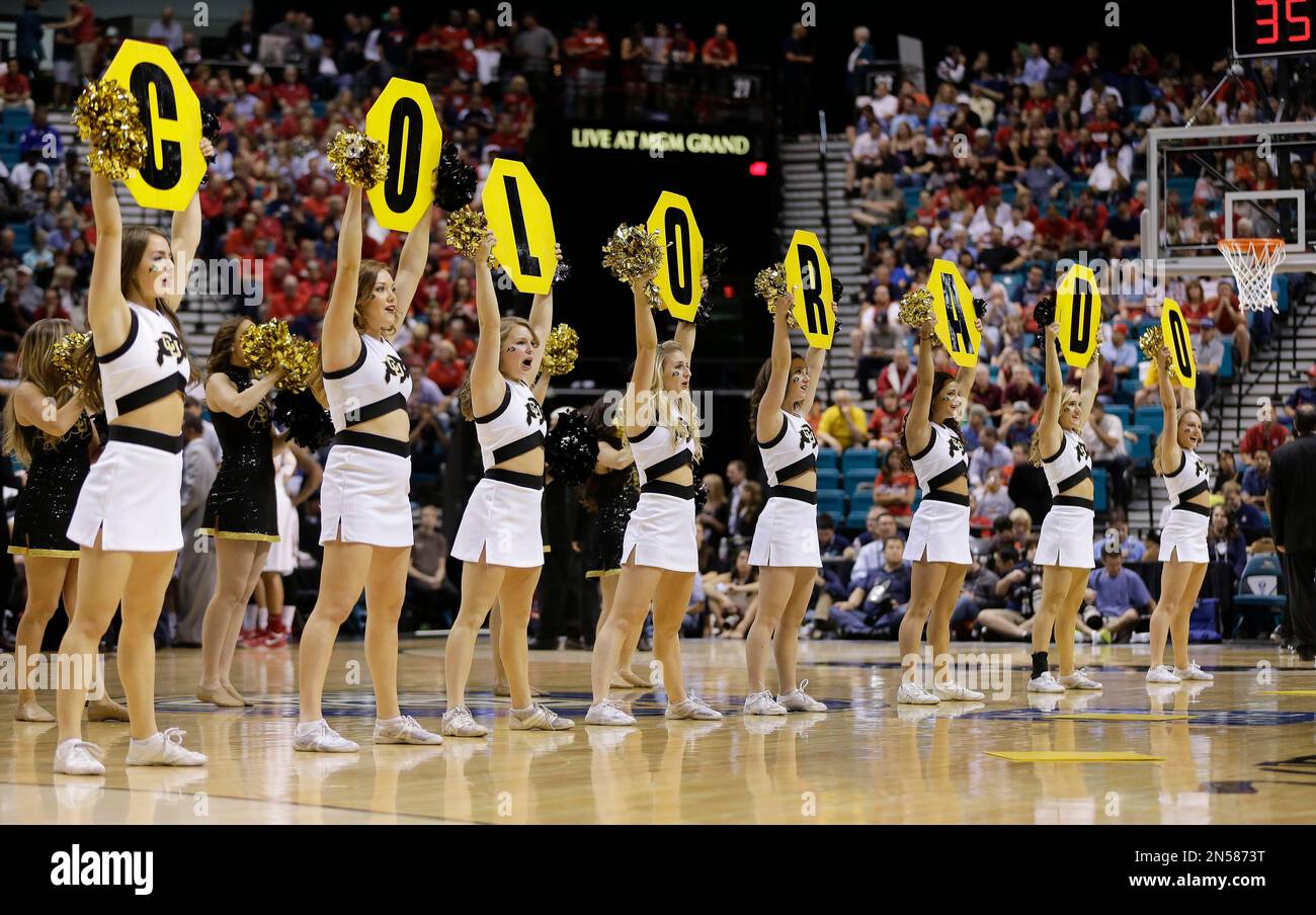 Colorado cheerleaders perform during a timeout against Arizona during ...