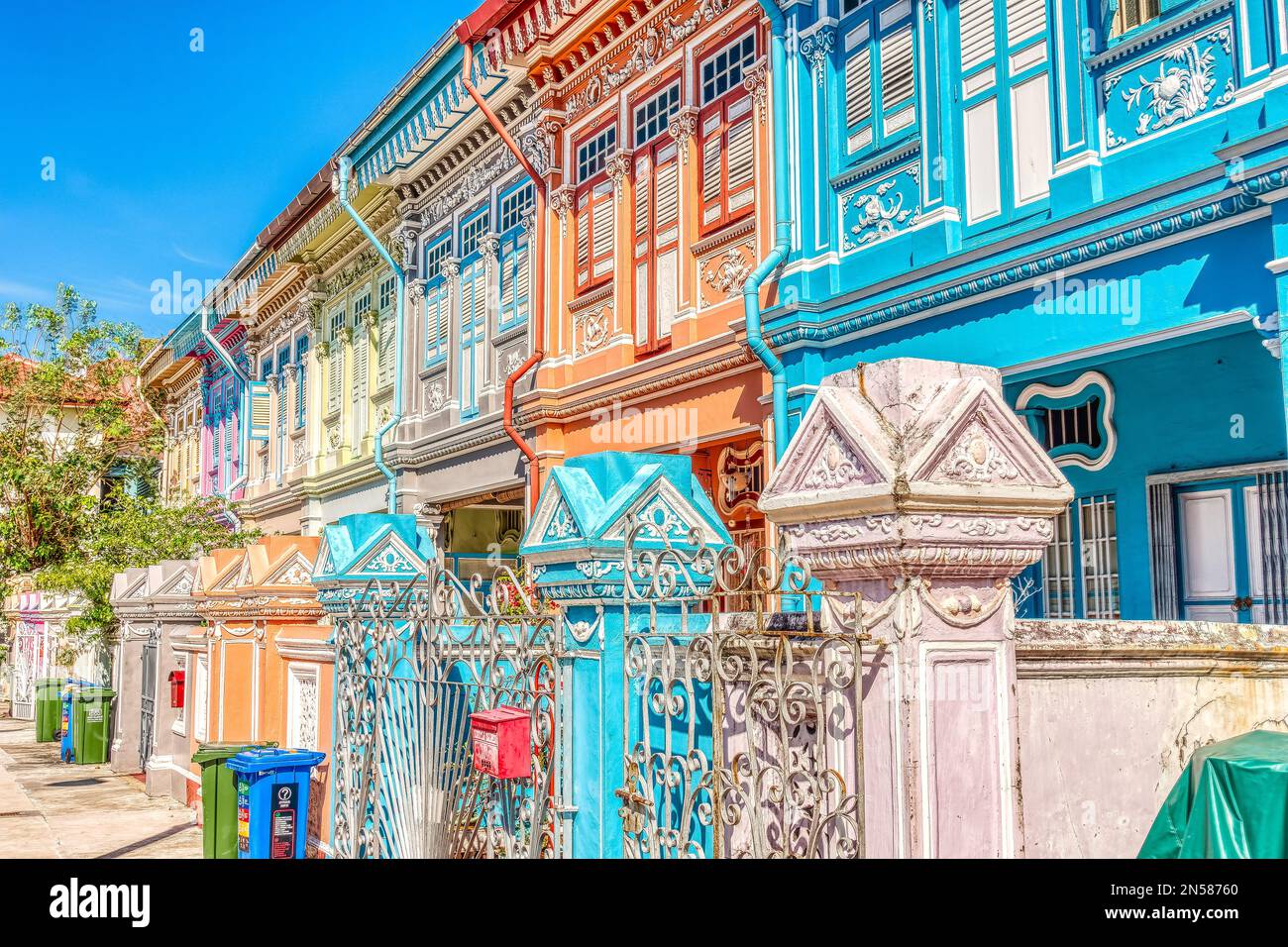 Colorful Chinese Houses in Singapore Stock Photo - Alamy