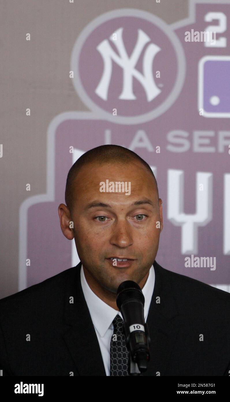 New York Yankees captain Derek Jeter speaks at a press conference in ...