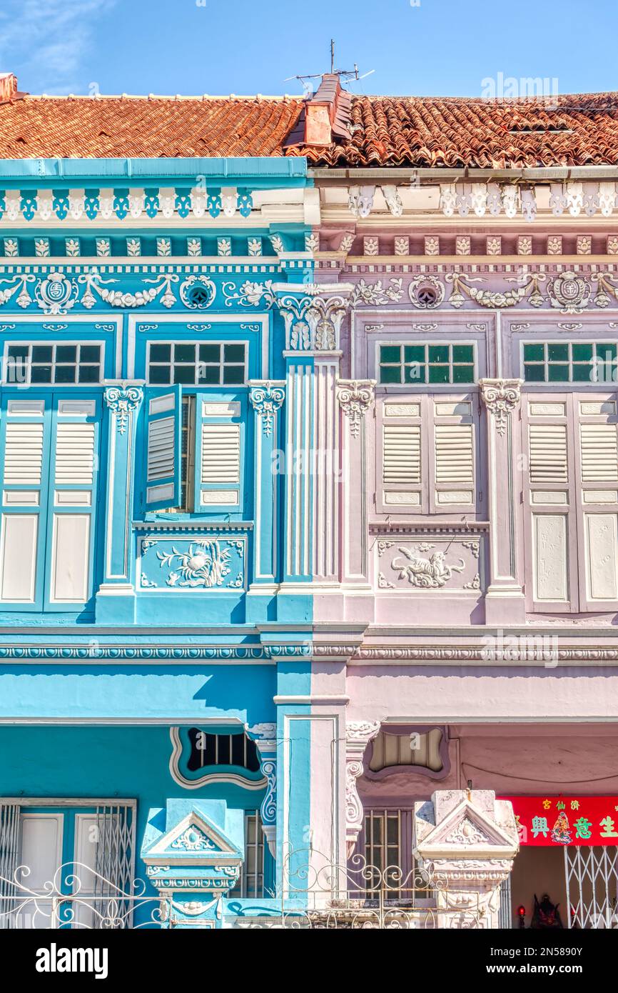 Colorful Chinese Houses in Singapore Stock Photo - Alamy