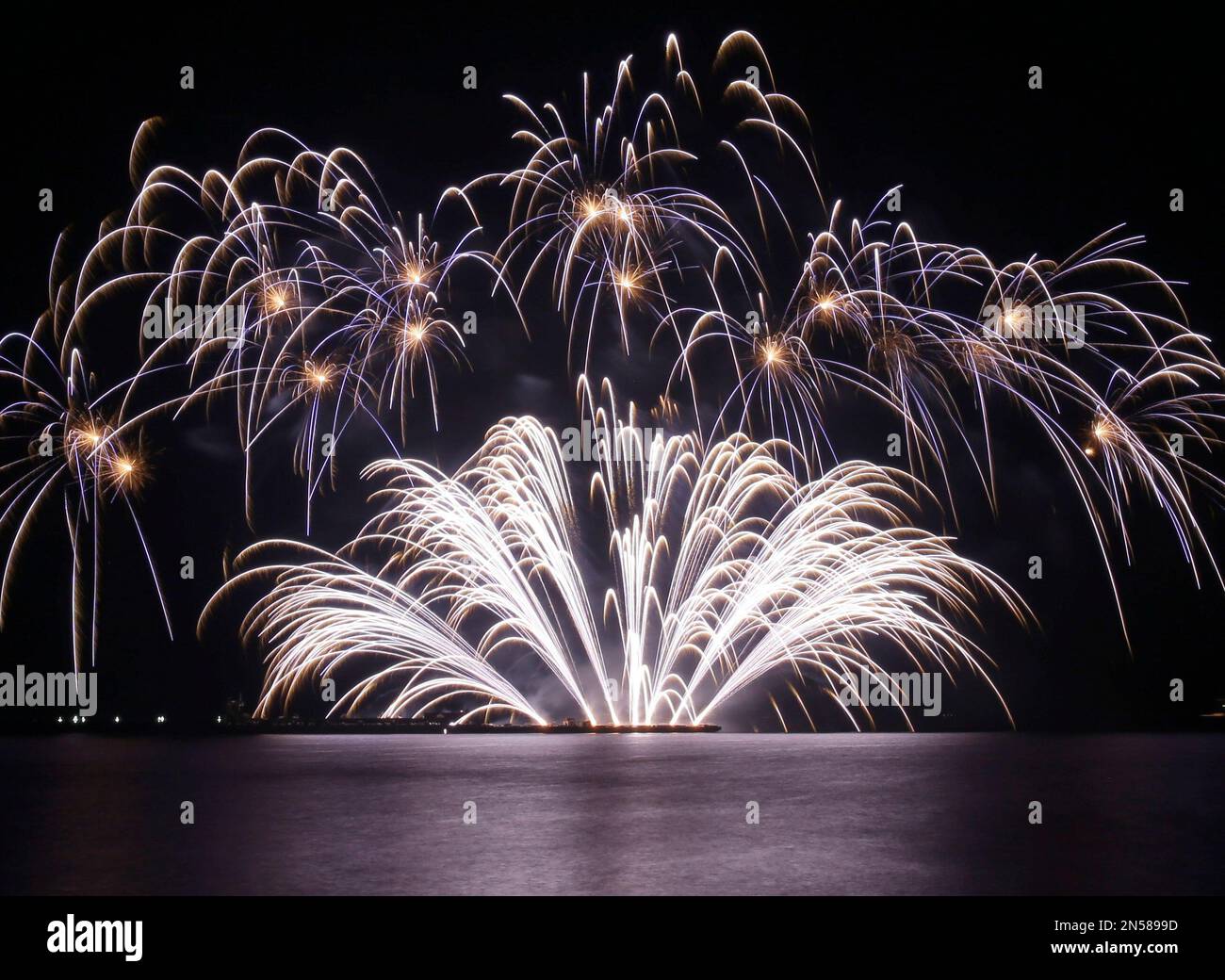 Fireworks from Oy Pyroman of Finland dot the sky on the fifth weekend ...