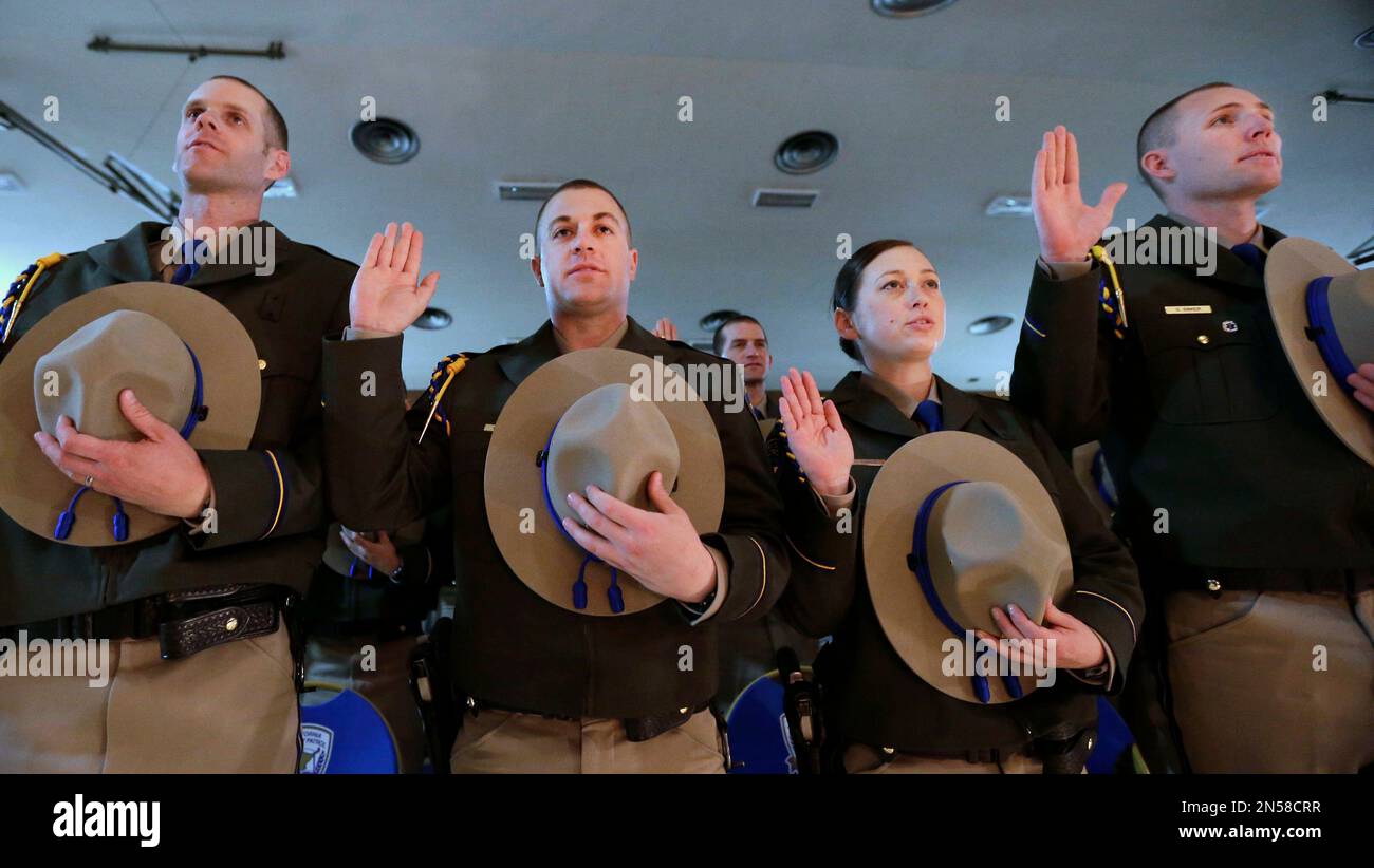 California Highway Patrol cadets Trevor Ashby, left, Garrett Bailey ...