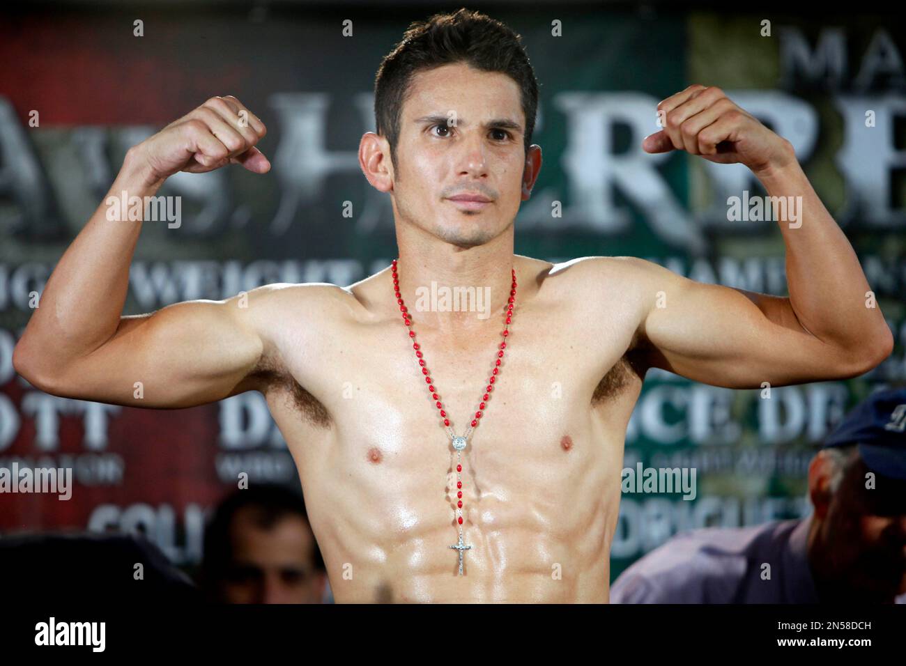 Mauricio "El Maestro" Herrera poses for photos as he makes weight ...